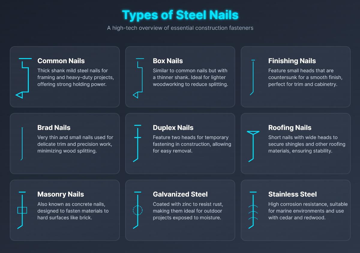 Comprehensive Guide to Types of Steel Nails - MFG Shop