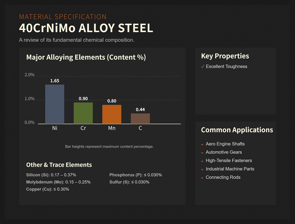 Comprehensive Overview of 40CrNiMo Steel: Composition, Properties, and Applications - MFG Shop