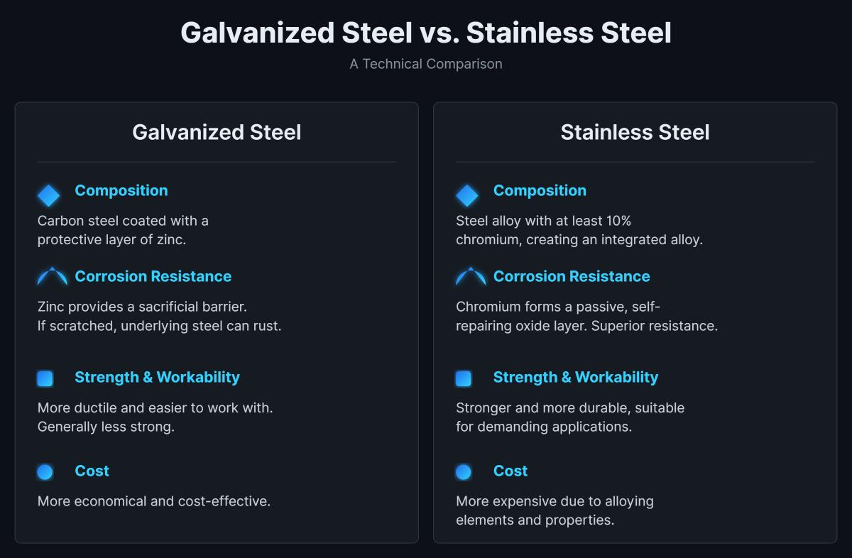 Galvanized Steel vs Stainless Steel: A Comprehensive Comparison - MFG Shop