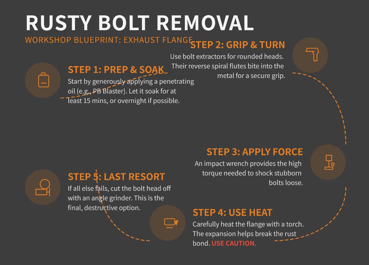 How to Remove Rusty Exhaust Flange Bolts Easily - MFG Shop