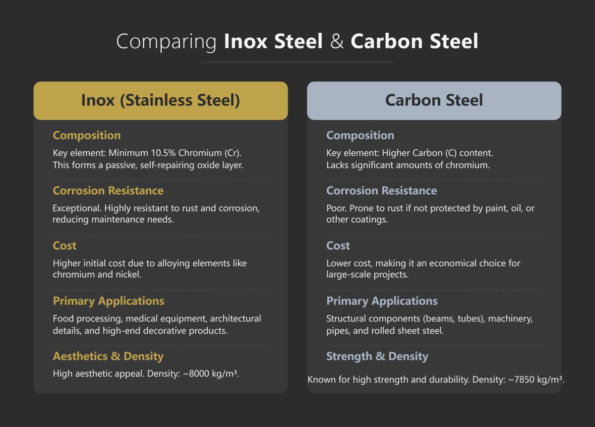 Inox vs Carbon Steel: Comprehensive Comparison Guide - MFG Shop