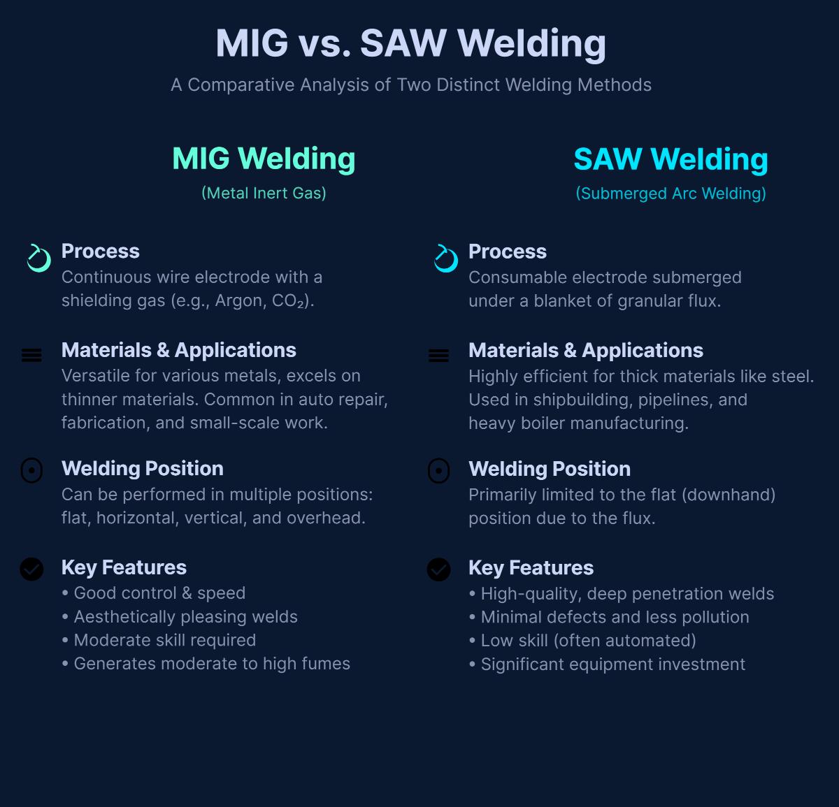 MIG Welding vs SAW Welding: What's the Difference? - MFG Shop