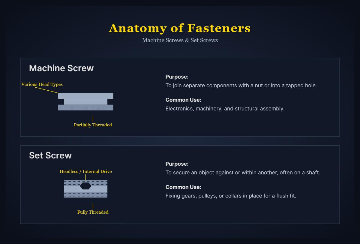 Machine Screws vs. Set Screws: What's the Difference? - MFG Shop