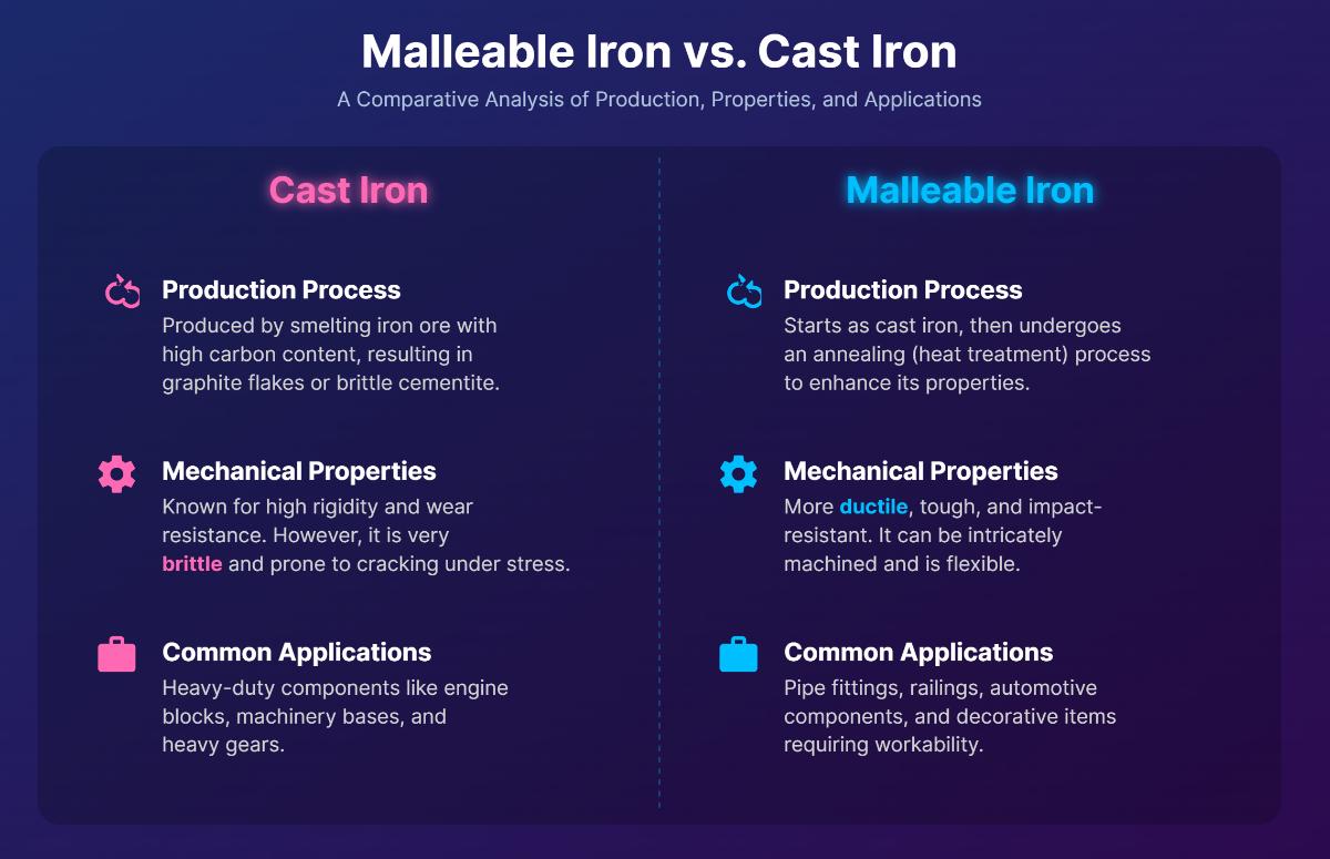 Malleable Iron vs Cast Iron: Key Differences and Applications - MFG Shop