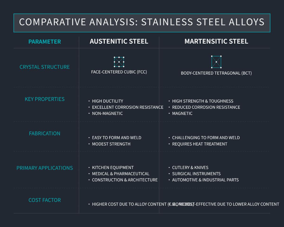 Martensitic vs Austenitic Stainless Steel: A Comprehensive Guide - MFG Shop