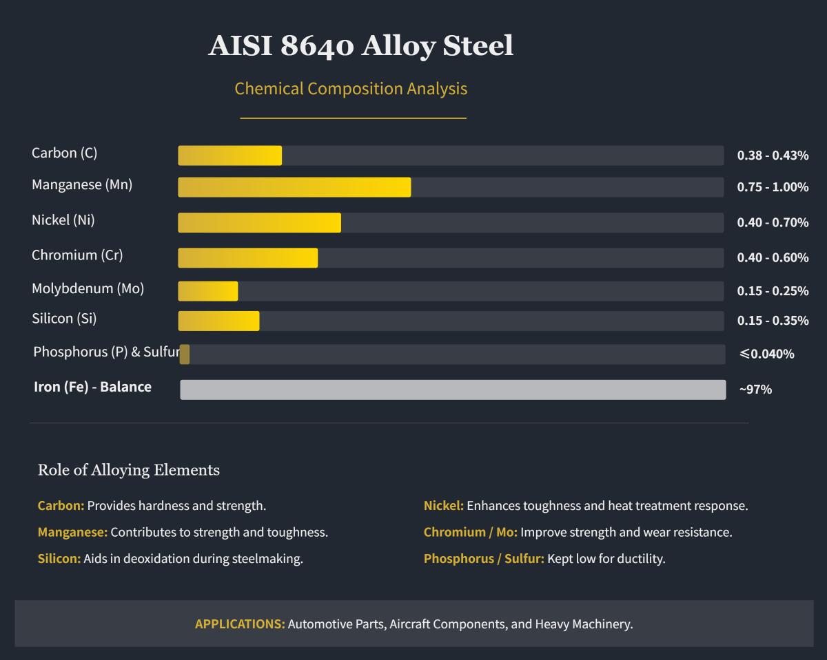 Properties, Uses, and Composition of AISI 8640 Alloy Steel - MFG Shop