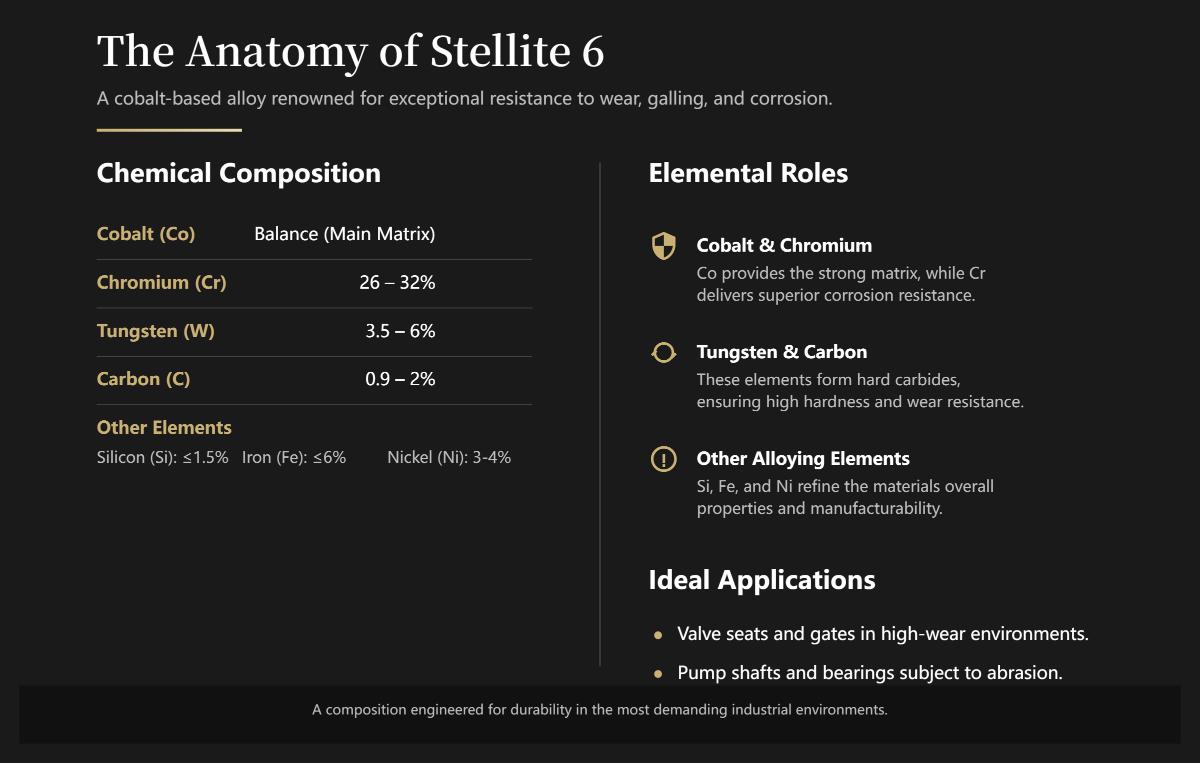 Stellite 6: Composition, Properties, and Uses - MFG Shop