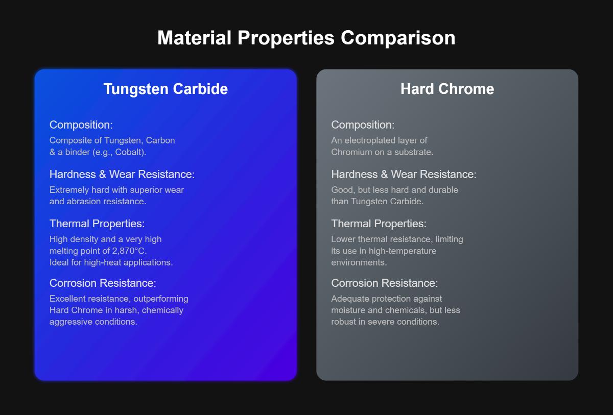 Tungsten Carbide vs Hard Chrome: Comprehensive Comparison - MFG Shop