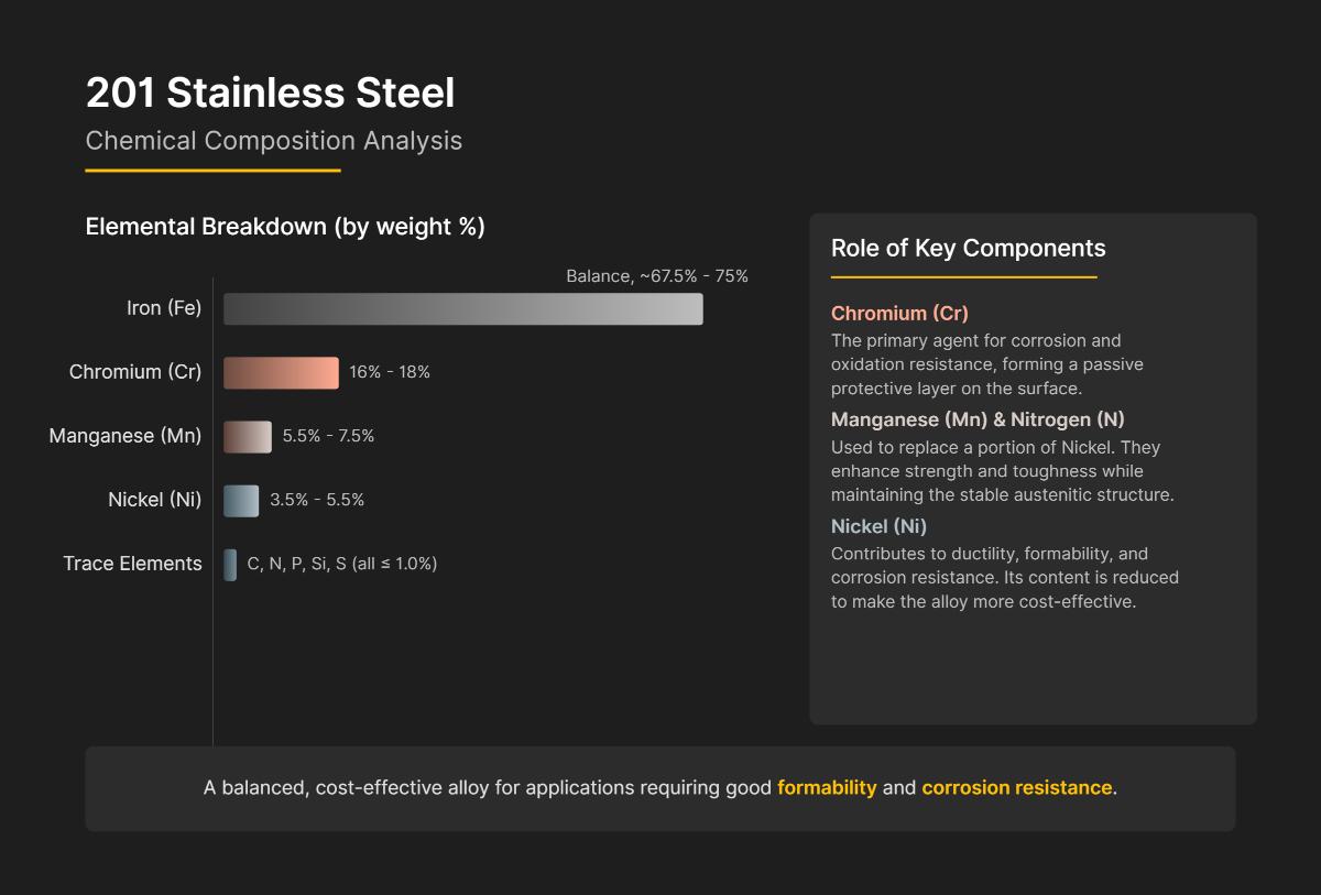Understanding 201 Stainless Steel: Composition, Properties, and Uses - MFG Shop