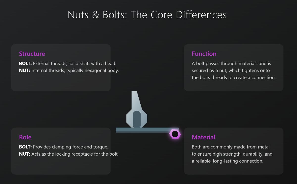 Understanding Nuts vs Bolts: Functions, Types, and Uses - MFG Shop