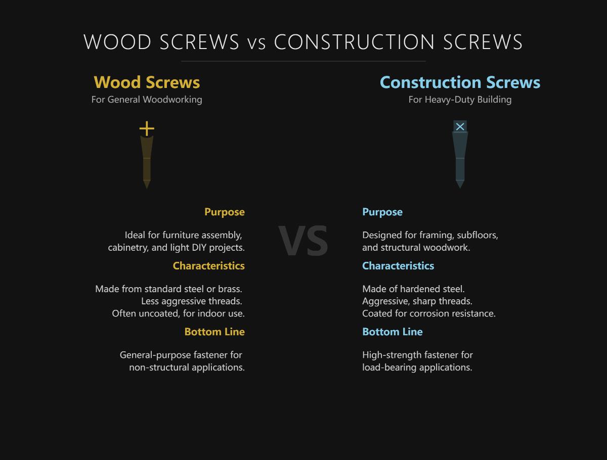 Wood Screws vs Construction Screws: What's the Difference? - MFG Shop